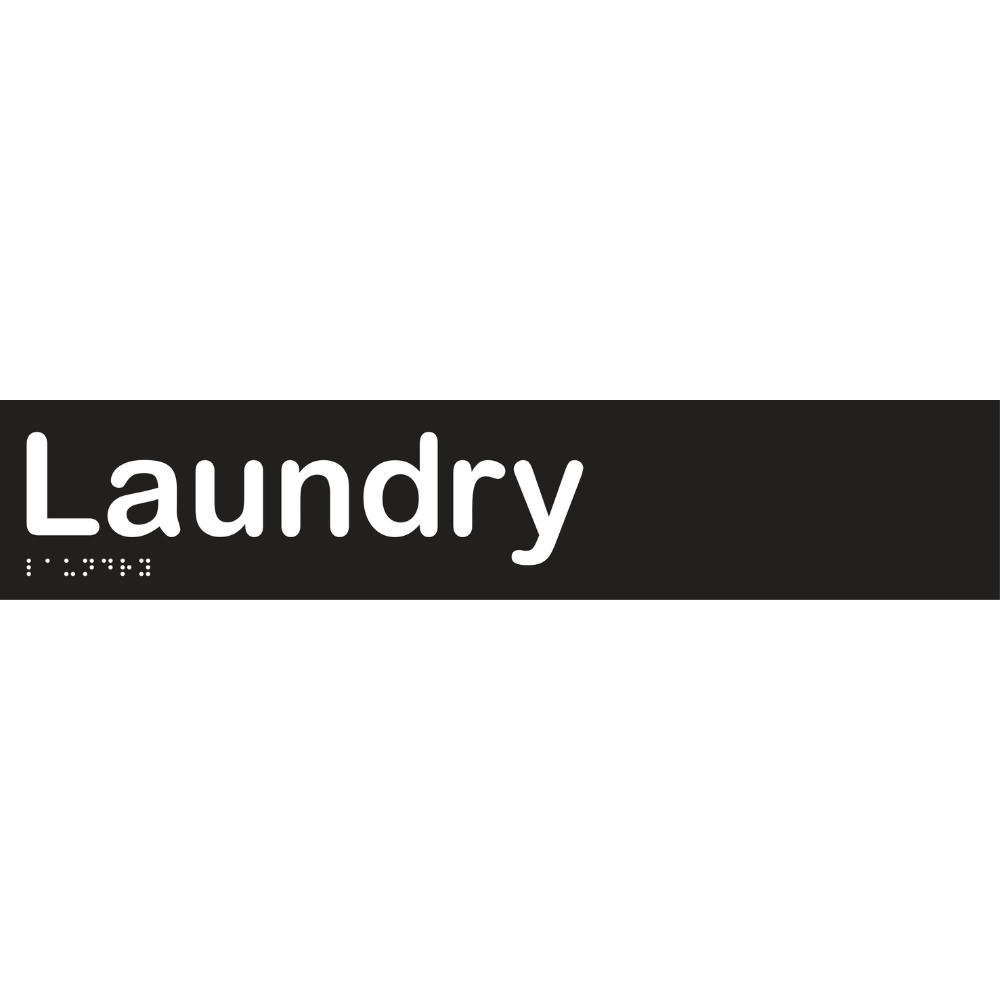 Metlam MLS16056_BLK Laundry Braille Sign in Designer Black Vinyl - ARIA ...