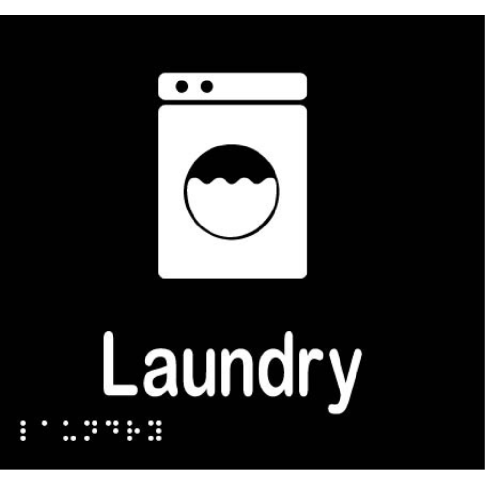 Metlam MLS16094_BLK Laundry Braille Sign in Designer Black Vinyl - ARIA ...