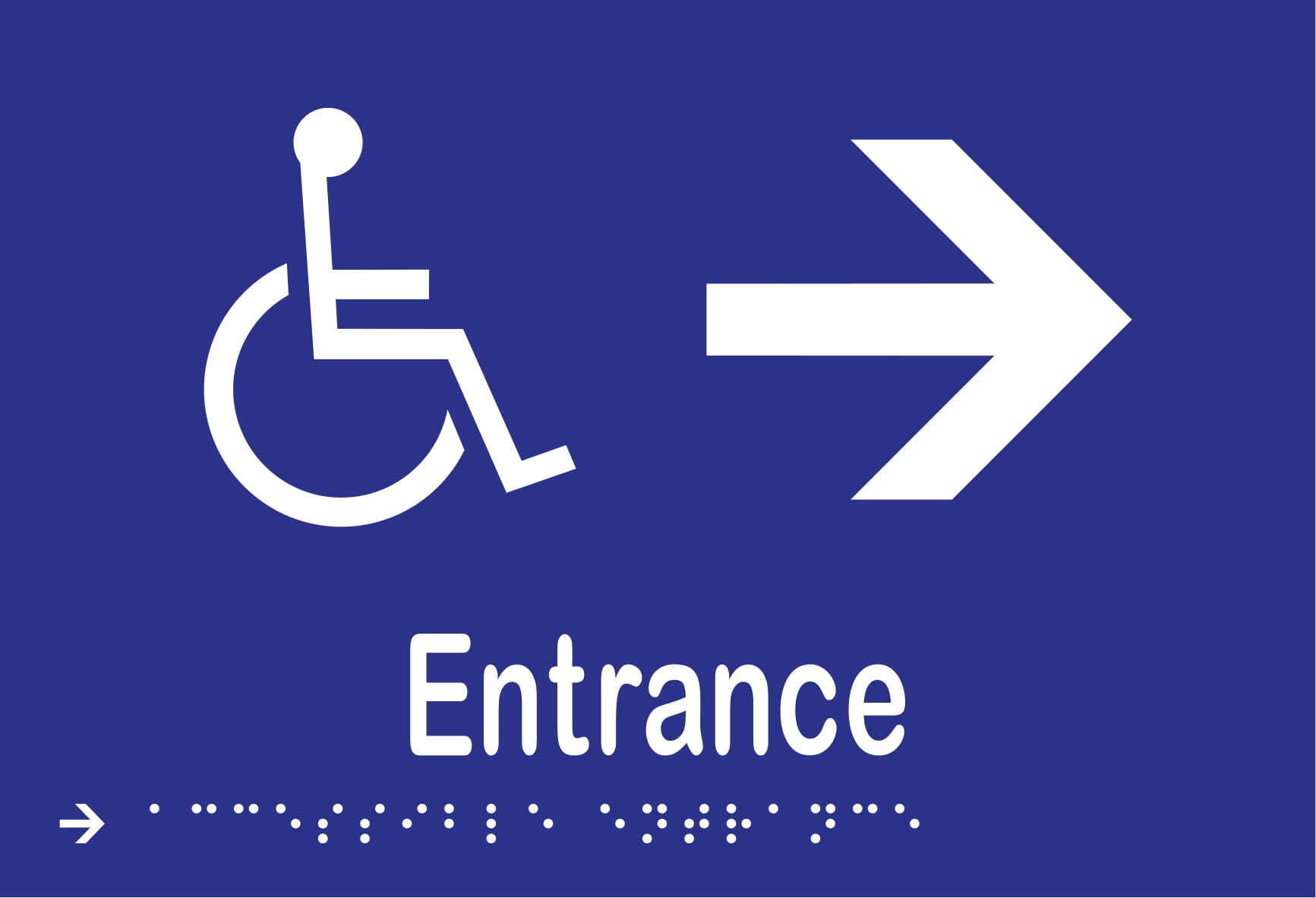Metlam MLS16235R_BLU Accessible Entrance & Right Arrow Braille Sign in ...