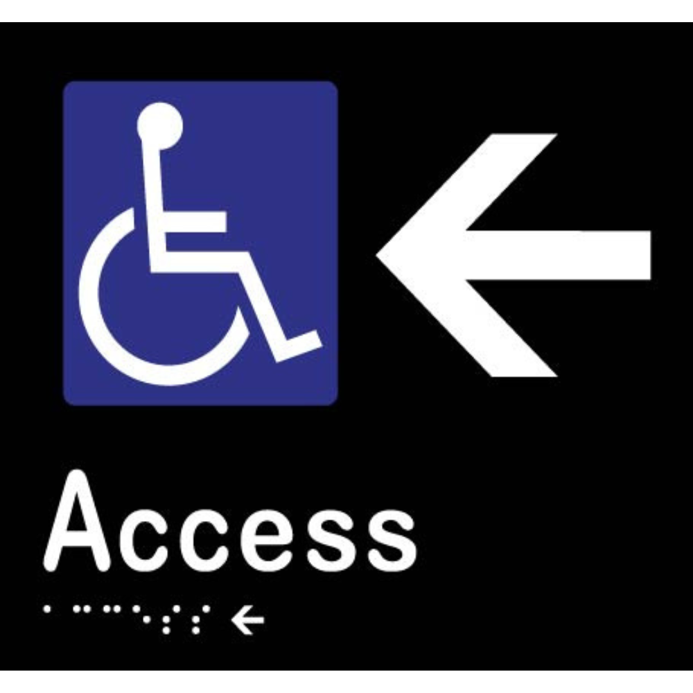 Metlam MLS16238L_BLK Accessible Access - Arrow Left Braille Sign in ...