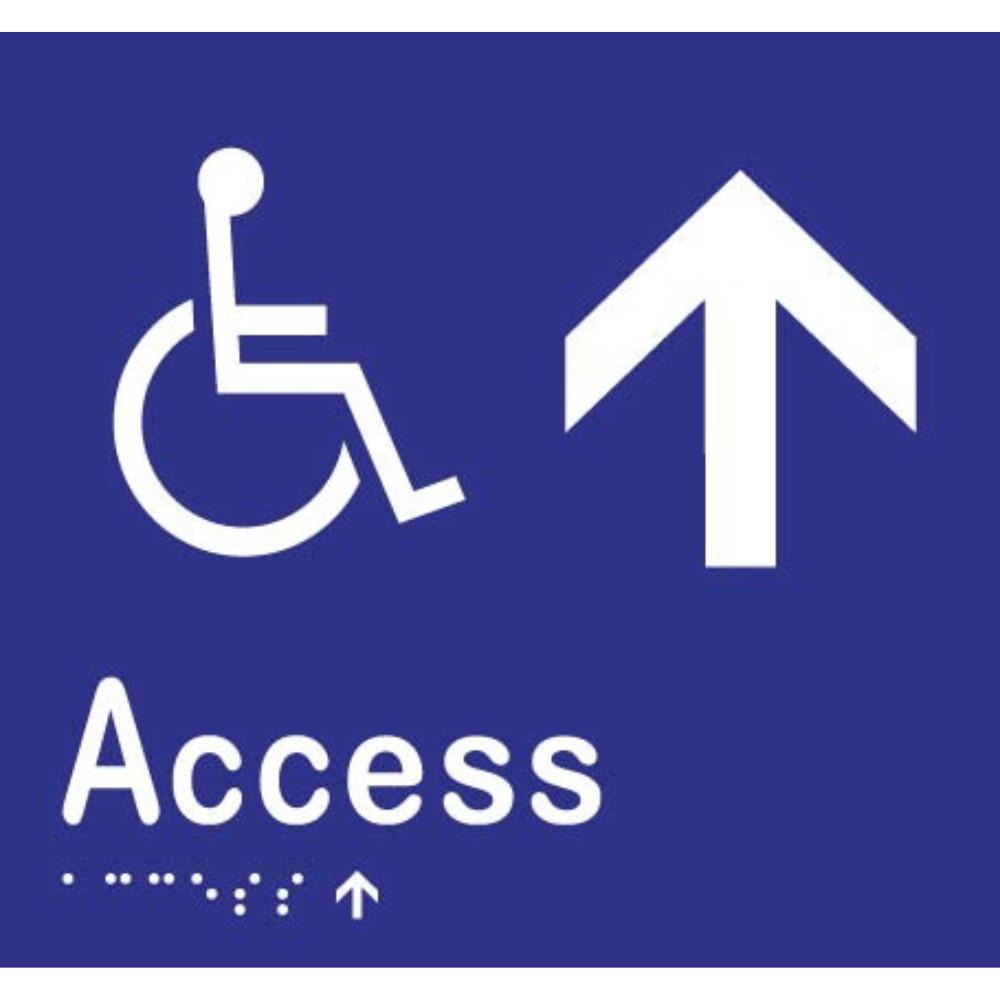 Metlam MLS16238U_BLU Accessible Access - Arrow Up Braille Sign in Blue ...