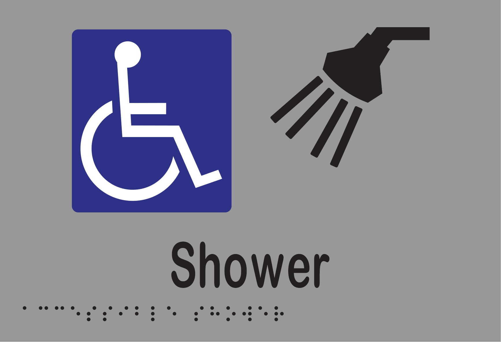Metlam MLS16293_SIL Accessible Shower Braille Sign in Silver Vinyl ...